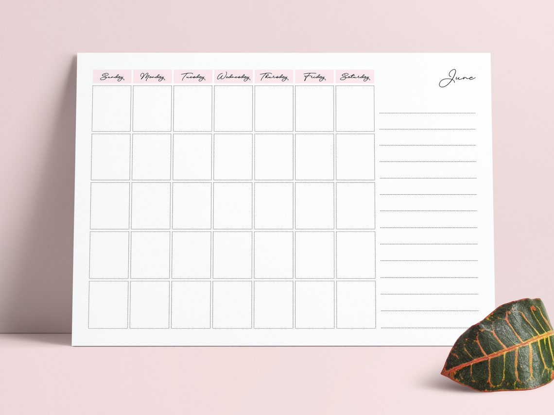 Printable Monthly Blank Calendar / A4 Printable Calendar / - Etsy