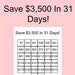 3,500 Money Saving Challenge Printable / Save 3,500 in 31 Days ...
