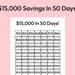 15,000 Money Saving Challenge Printable / Save 15,000 in 50 Days ...