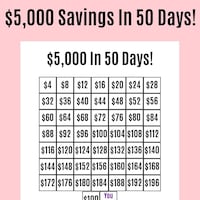 5000 Savings Challenge Printable, Savings Tracker, 5k Savings Challenge ...