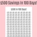500 Money Saving Challenge Printable / Save 500 in 100 Days / Savings ...