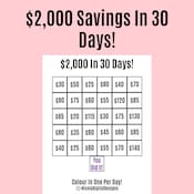 3,000 Money Saving Challenge Printable / Save 3,000 in 30 Days ...