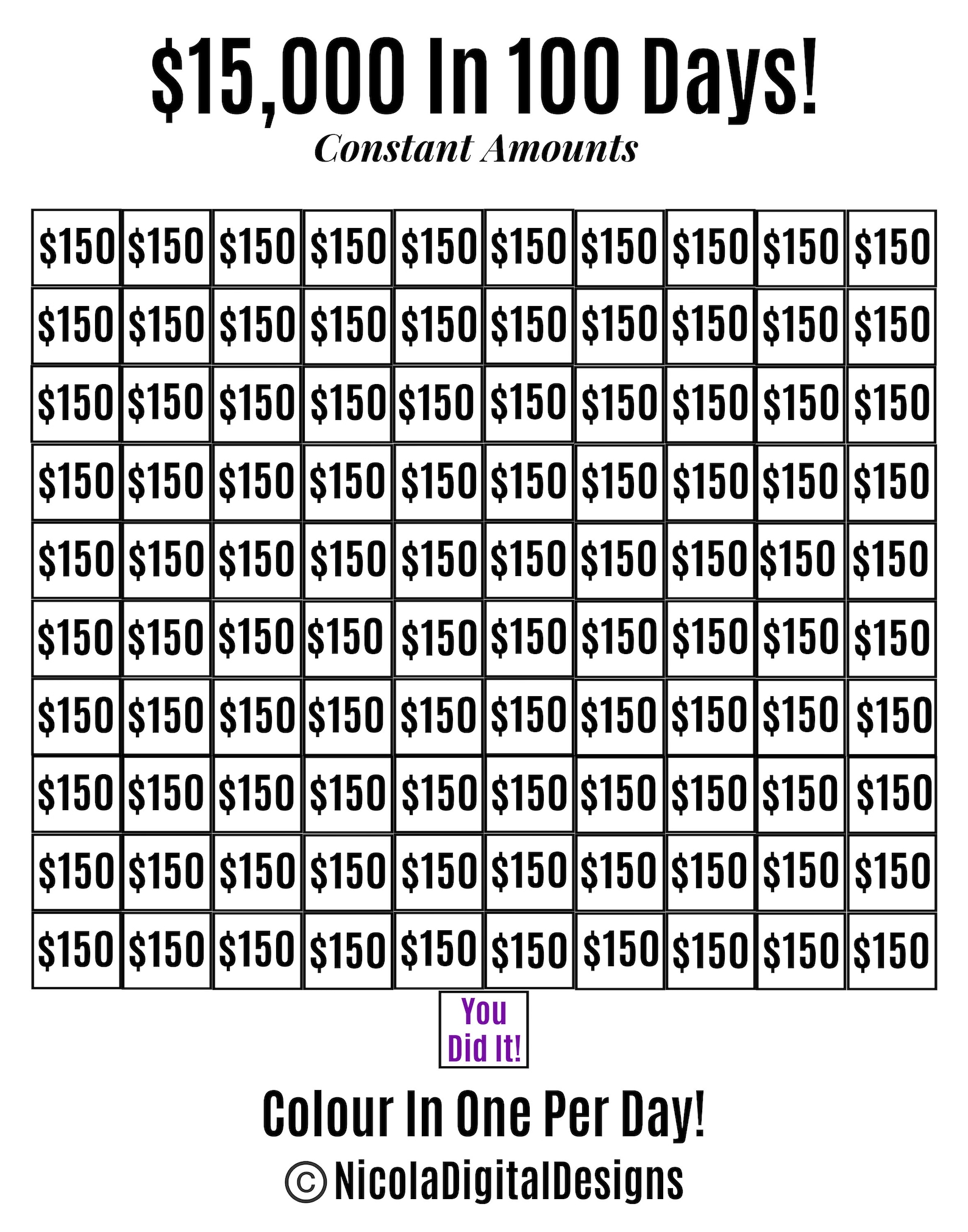 15,000 Money Saving Challenge Printable / 15,000 Saving Challenge 2 ...