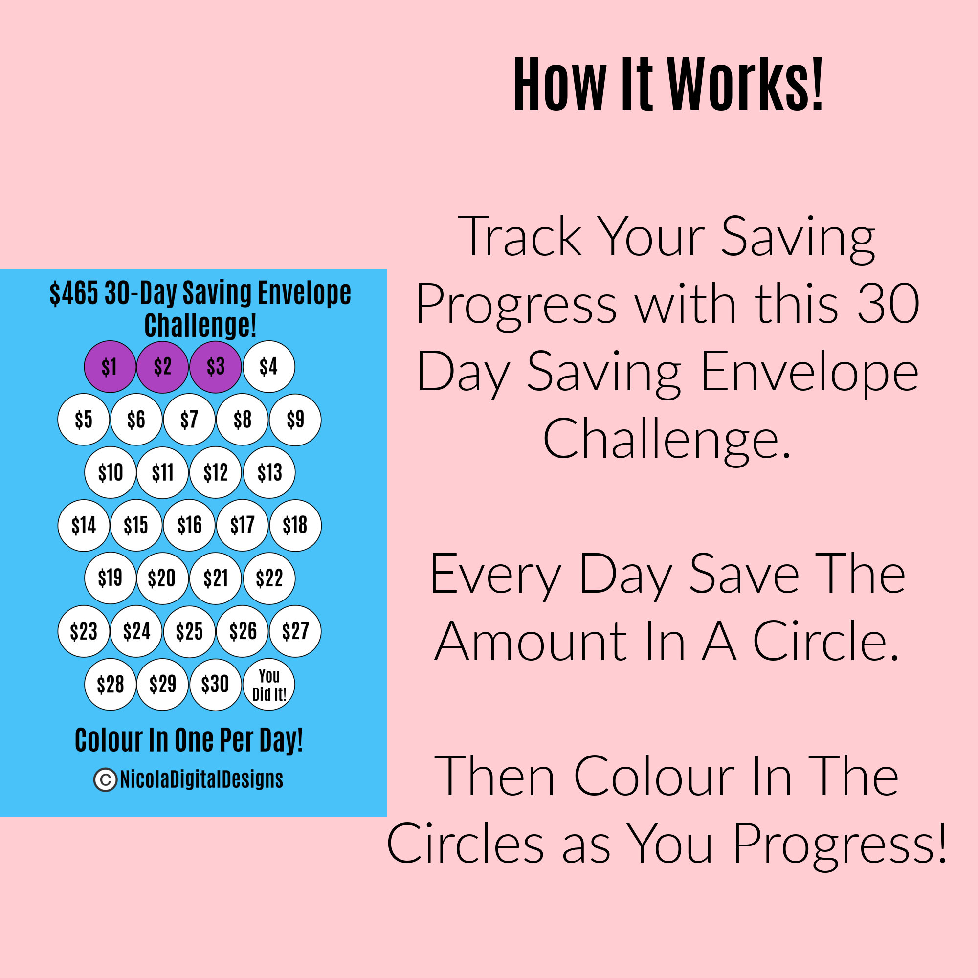 465 Savings in 30 Days Envelope Challenge Printable / Save 465 in 30 ...