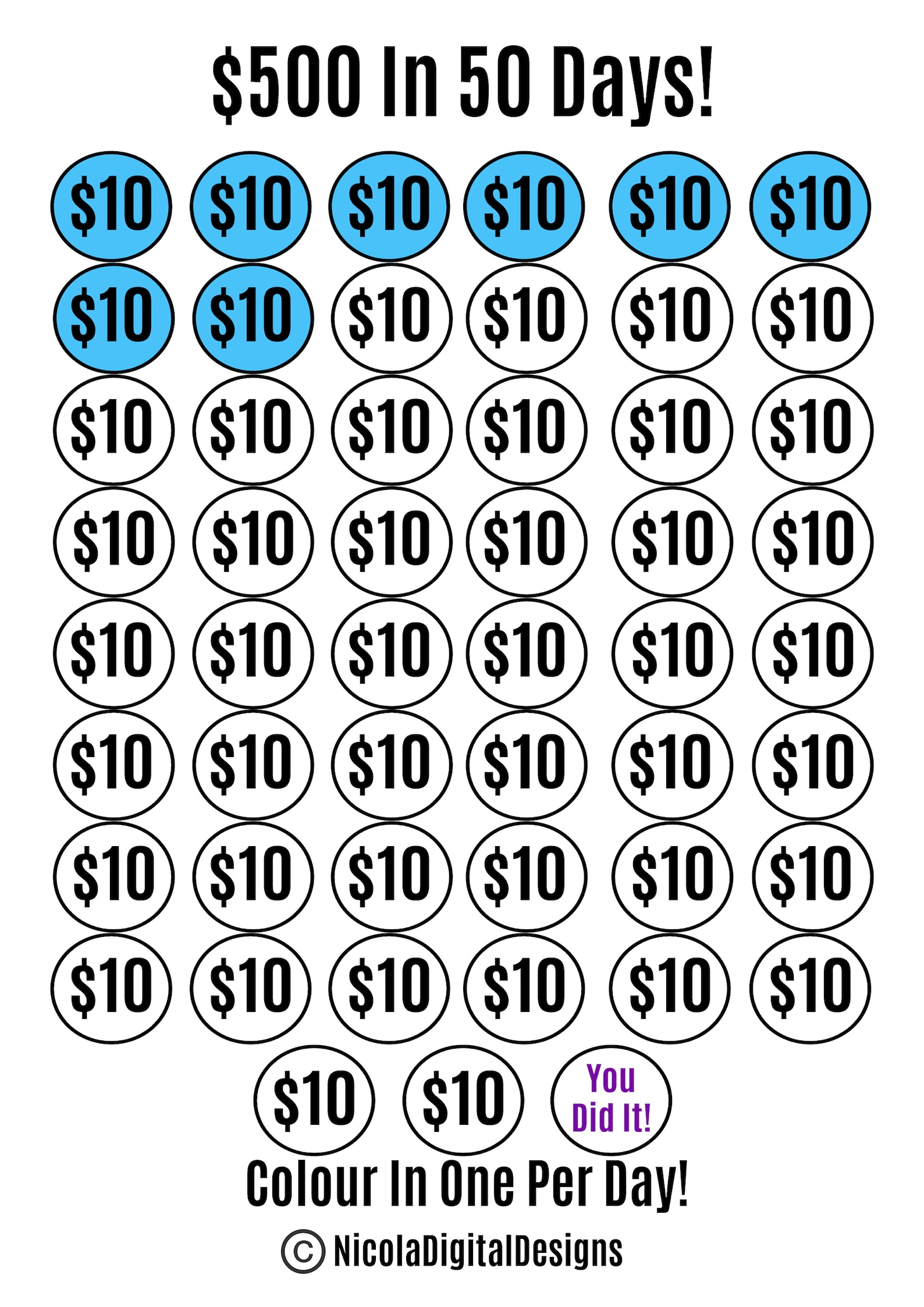 500 Money Saving Challenge Printable / Save 500 in 50 Days / Savings ...