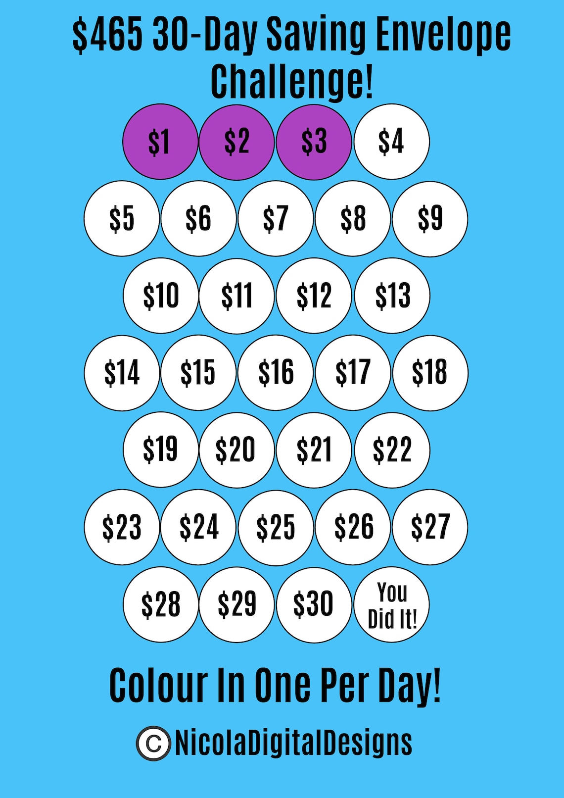 465 Savings in 30 Days Envelope Challenge Printable / Save 465 in 30 ...