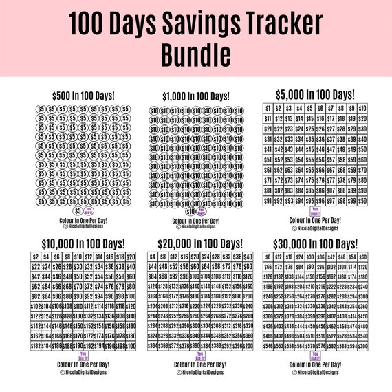 100 Days Savings Tracker Bundle / Money Saving Challenge / - Etsy