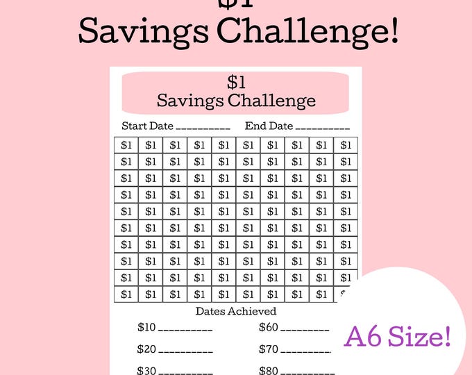 2 Dollar Savings Challenge Printable, Save 100 Challenge Fits A6 Budget ...