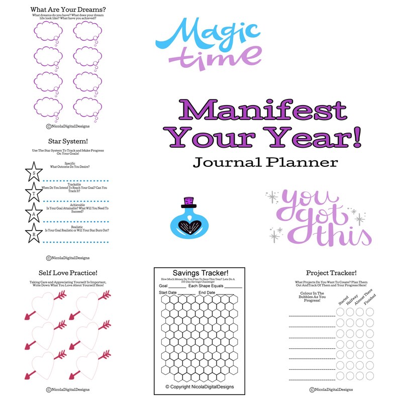 Manifest Your Year Journal Planner / Manifestation Journal / Gratitude ...