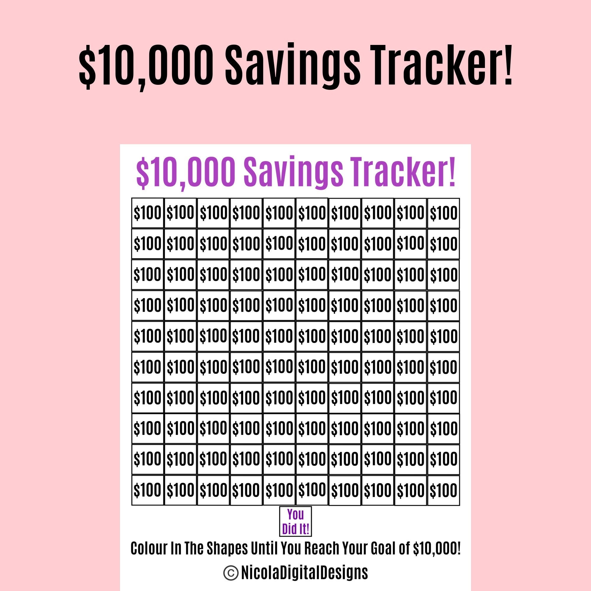 10,000 Money Saving Tracker Printable / 10,000 Saving Challenge ...