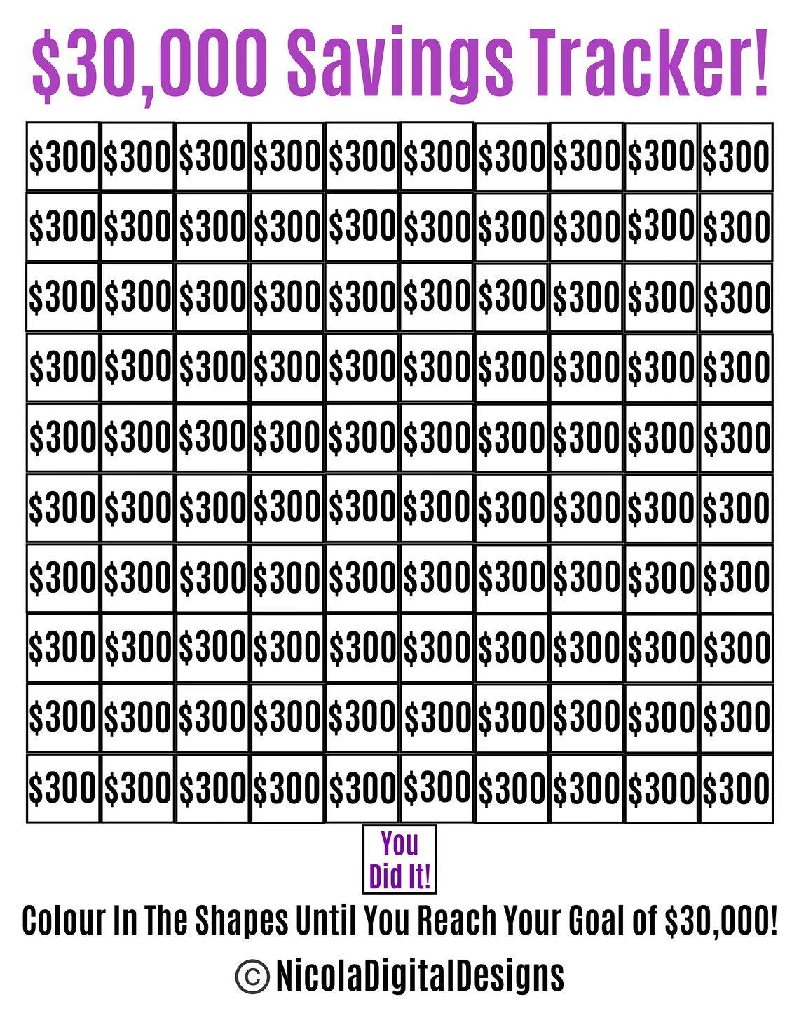 30,000 Money Saving Tracker Printable / 30,000 Saving Challenge ...