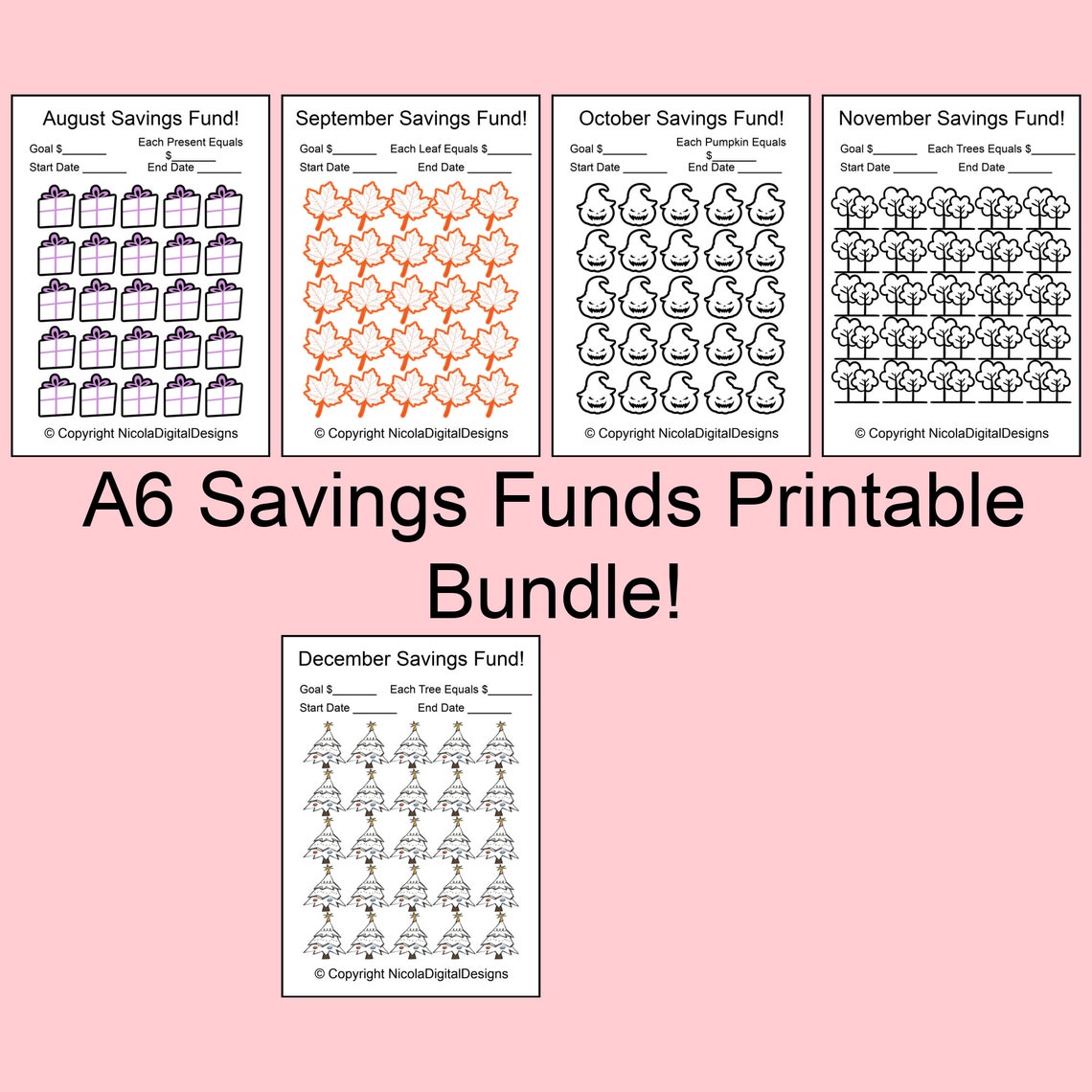 A6 Savings Funds Printable Bundle / Money Saving Challenge / Savings ...