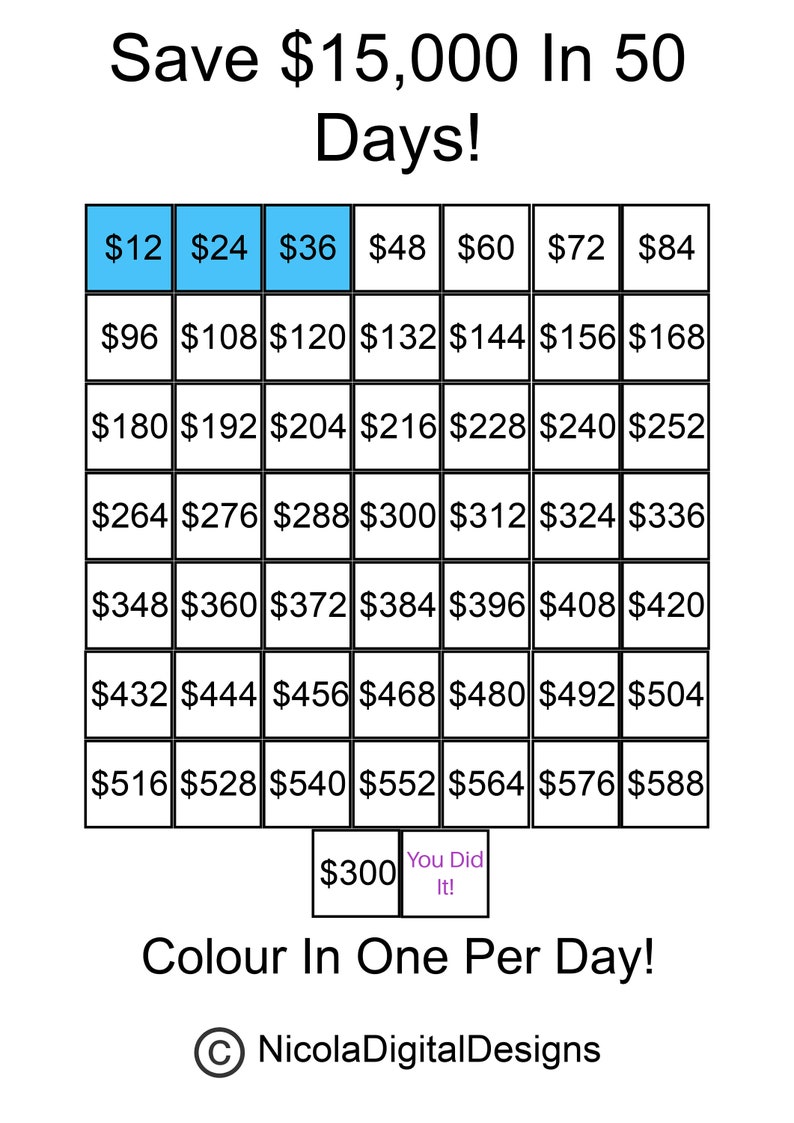 15,000 Money Saving Challenge Printable / Save 15,000 in 50 Days ...