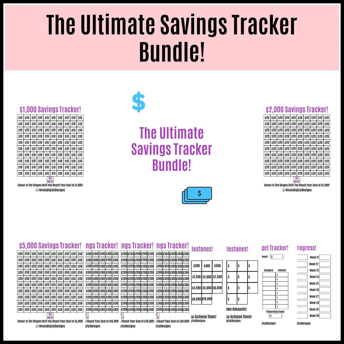 The Ultimate Savings Tracker Bundle / Money Saving Challenge / Savings ...