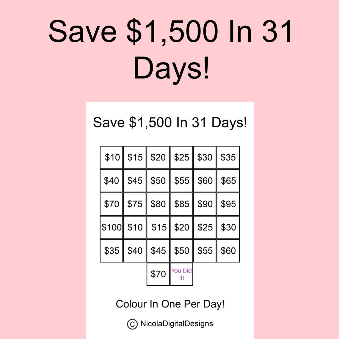 1,500 Money Saving Challenge Printable / Save 1,500 in 31 Days ...