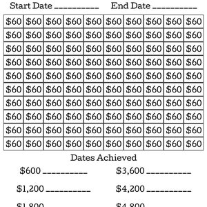6,000 Savings Goal / 6,000 Savings Challenge / Savings Tracker ...