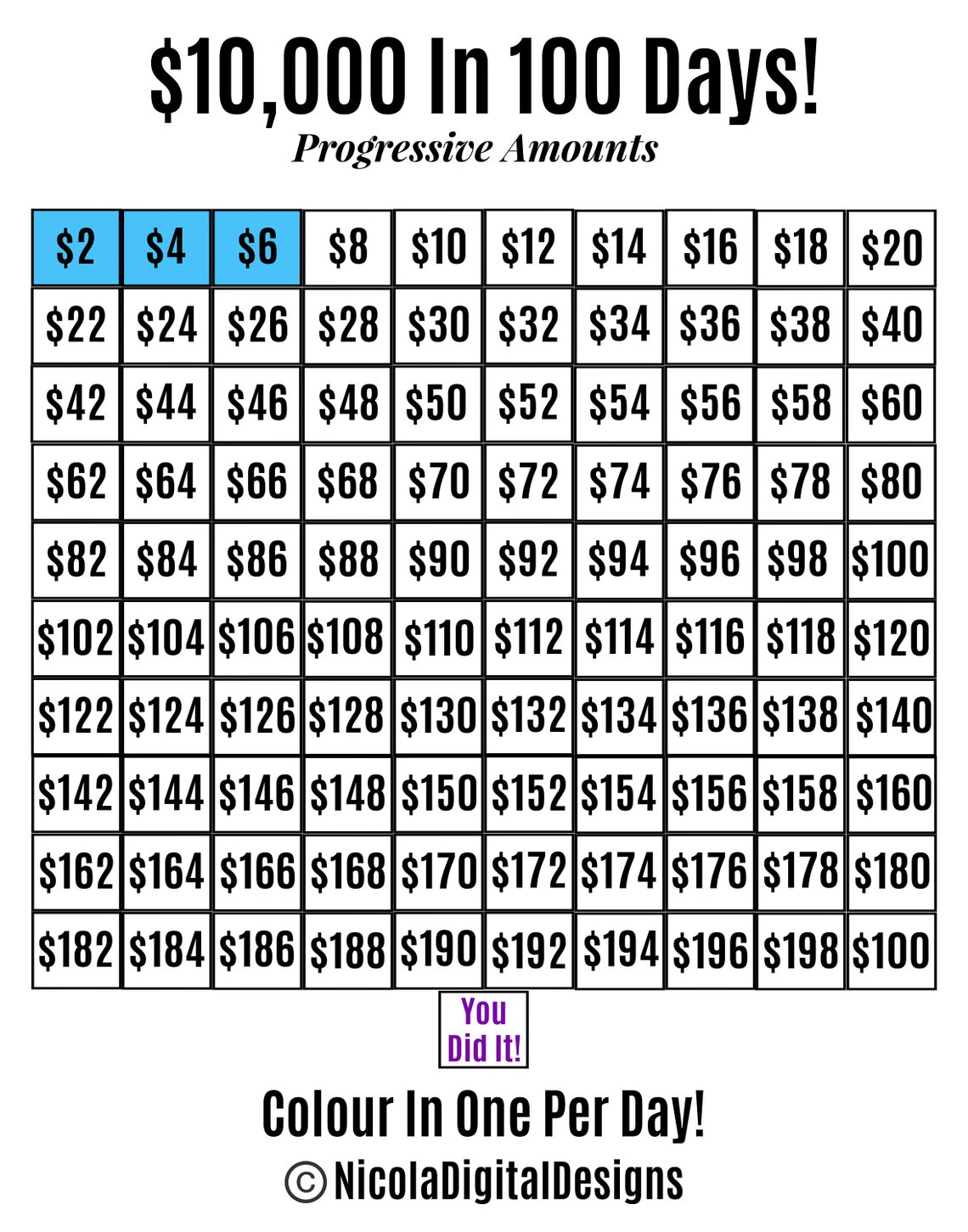 10,000 Money Saving Challenge Printable / 10,000 Saving Challenge 2 ...