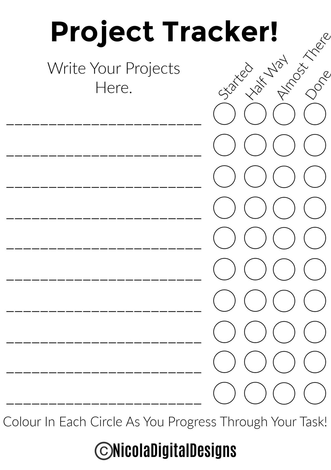 Printable Project and Task Tracker / Project Planner Printable ...