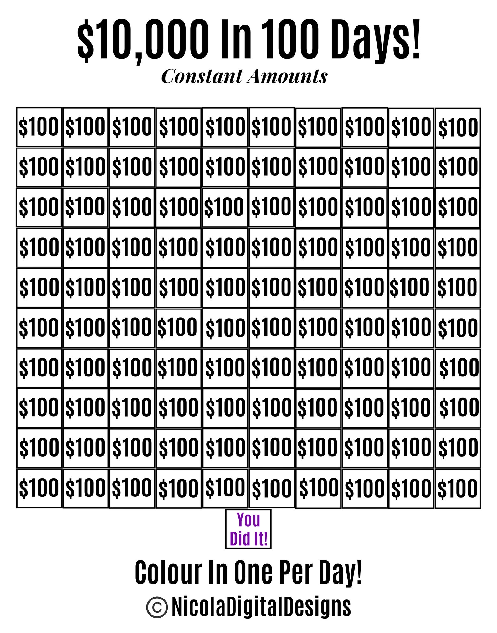 10 000 Money Saving Challenge Printable 10 000 Saving Challenge 2