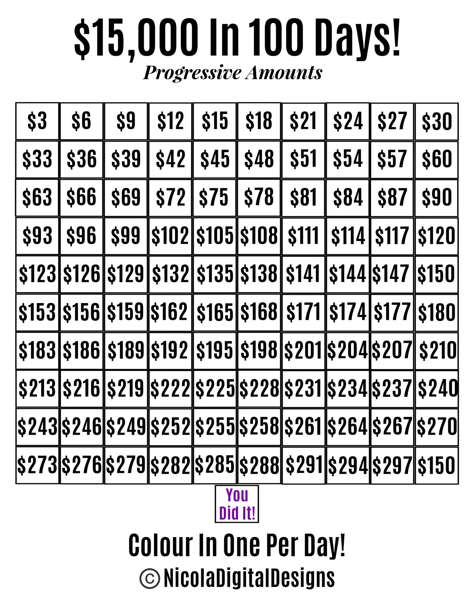 15,000 Money Saving Challenge Printable / 15,000 Saving Challenge 2 ...