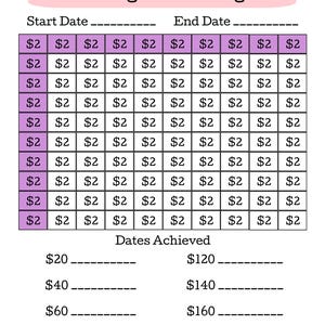 2 Dollar Savings Challenge Printable / 2 Dollar Challenge Fits A6 ...