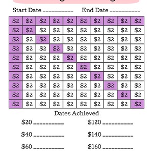 2 Dollar Savings Challenge Printable / 2 Dollar Challenge Fits A6 ...
