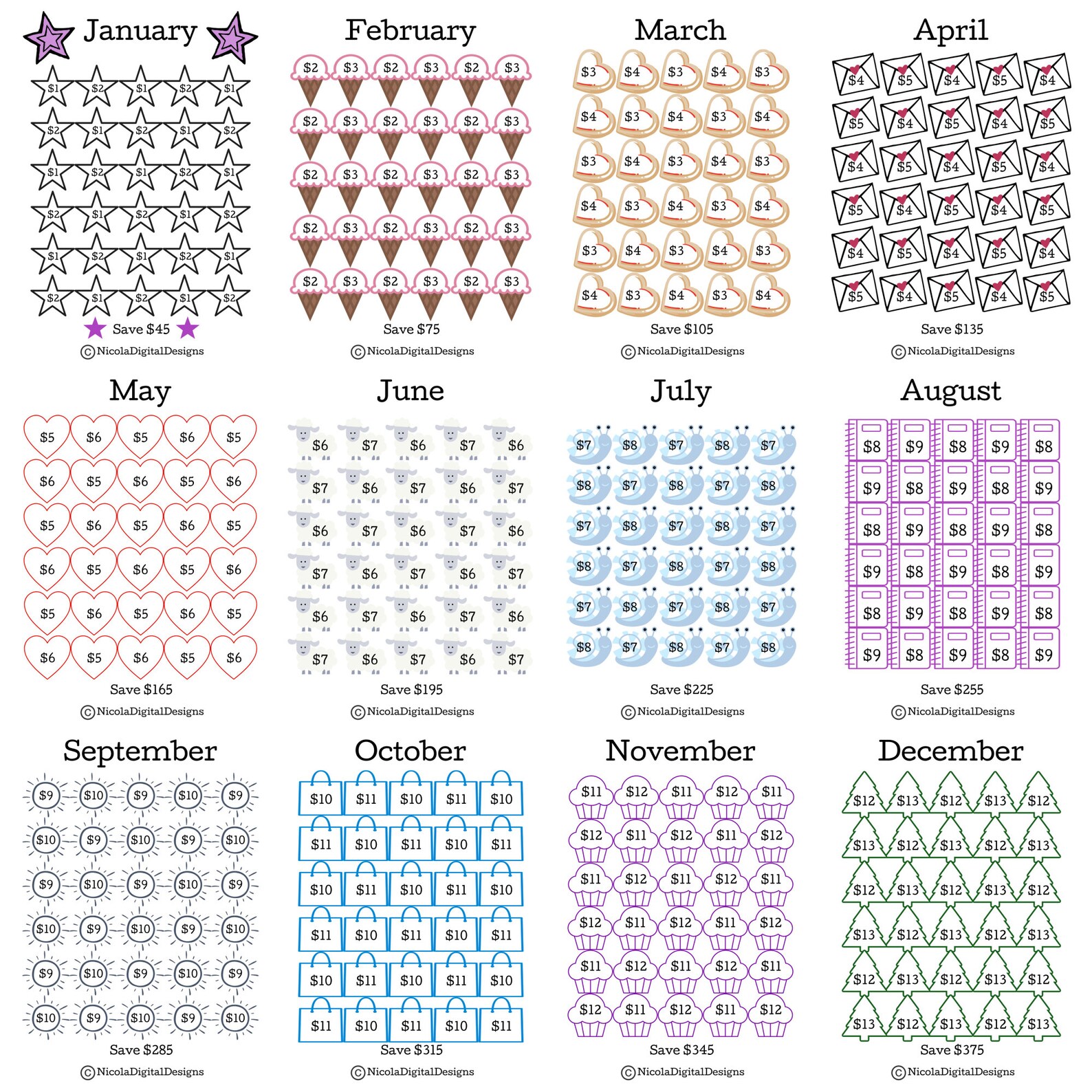 Low Income Monthly Savings Challenge Bundle / Money Saving Challenge ...