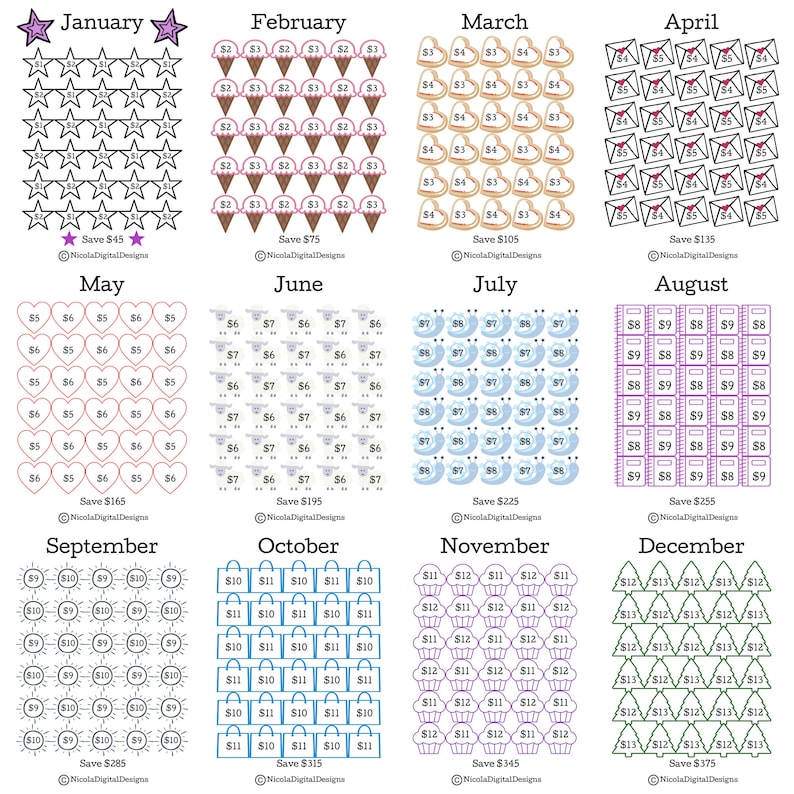 Low Income Monthly Savings Challenge Bundle / Money Saving Challenge ...