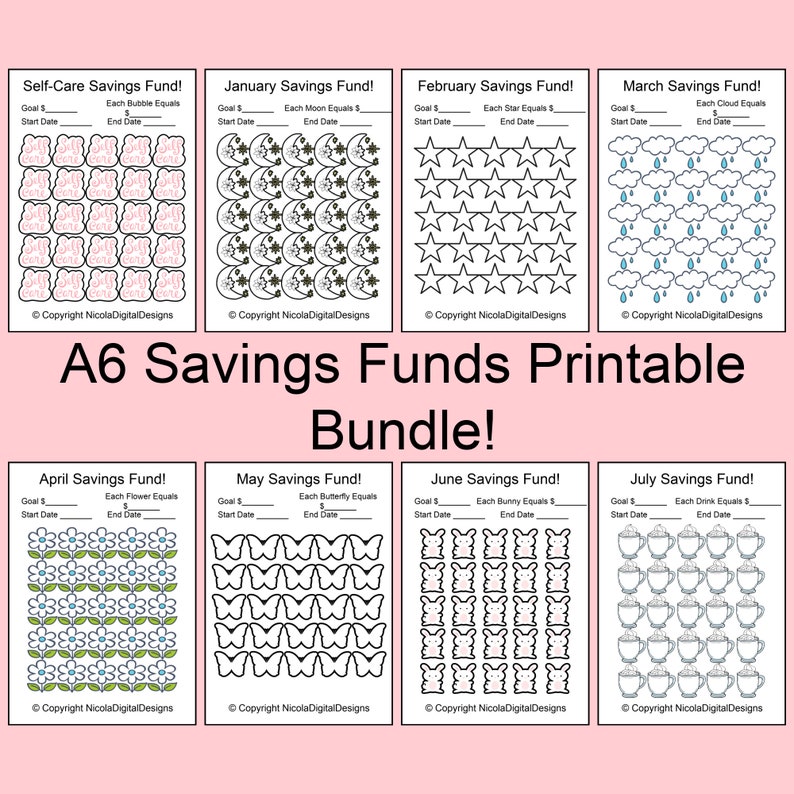 A6 Savings Funds Printable Bundle / Money Saving Challenge / Savings ...