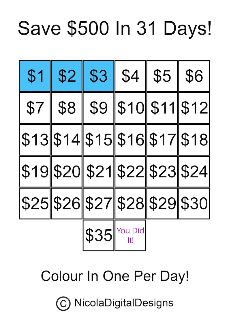 500 Money Saving Challenge Printable / Save 500 in 31 Days / Savings ...