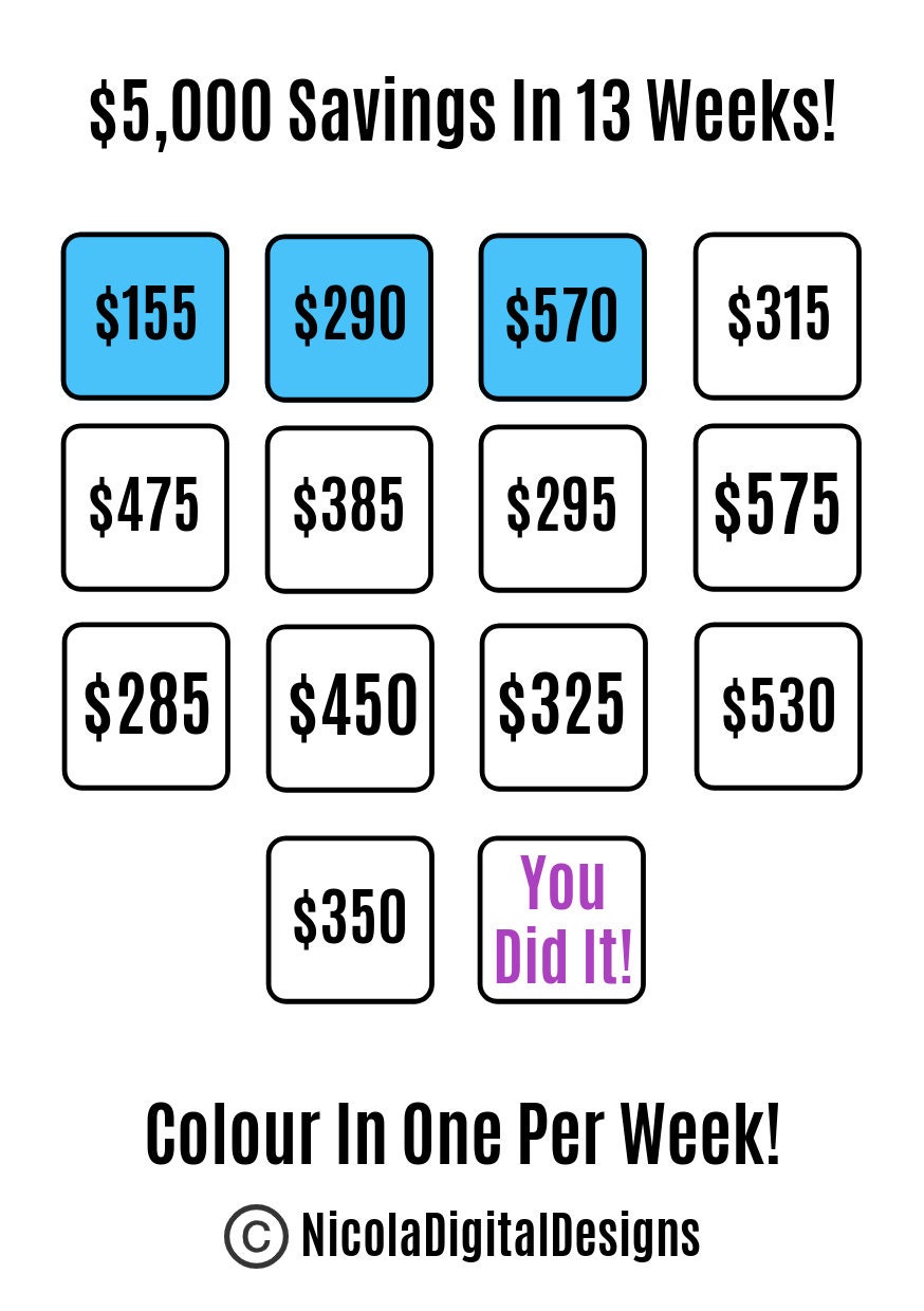 5,000 Money Saving Challenge Printable / Save 5,000 in 13 Weeks ...
