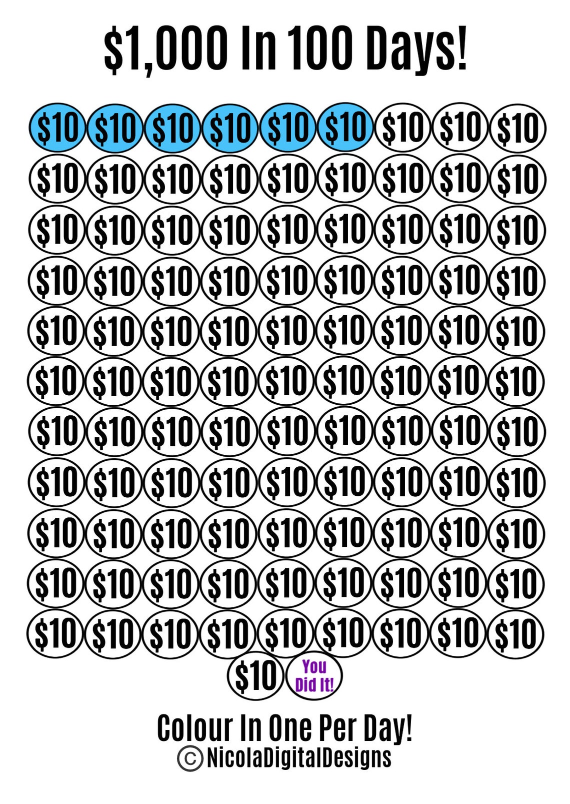 1,000 Money Saving Challenge Printable / Save 1,000 in 100 Days ...