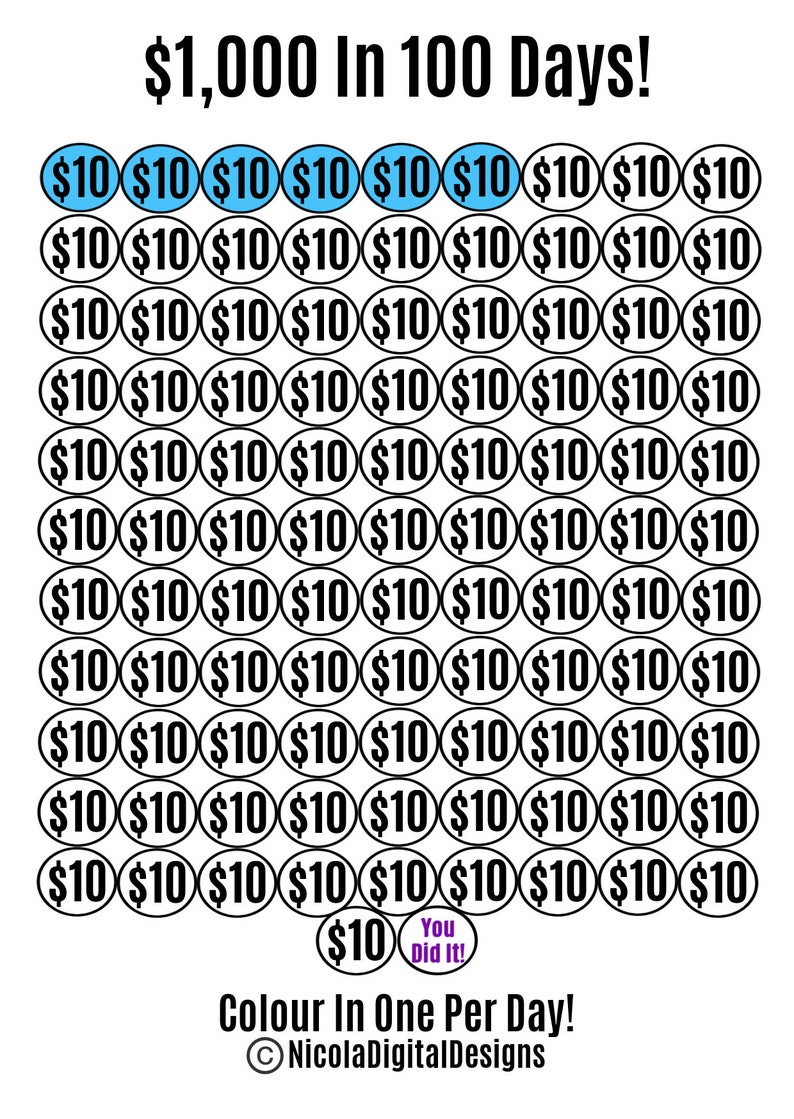 1,000 Money Saving Challenge Printable / Save 1,000 in 100 Days ...