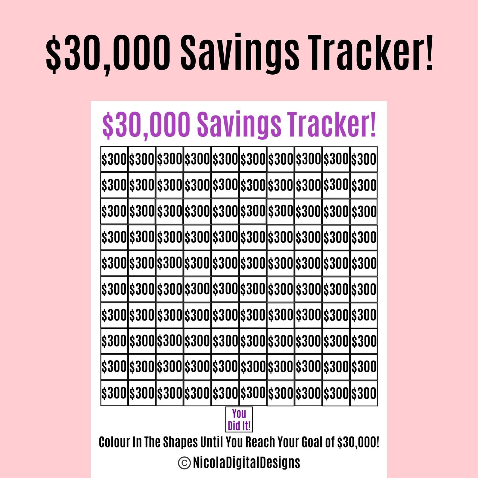 30,000 Money Saving Tracker Printable / 30,000 Saving Challenge ...