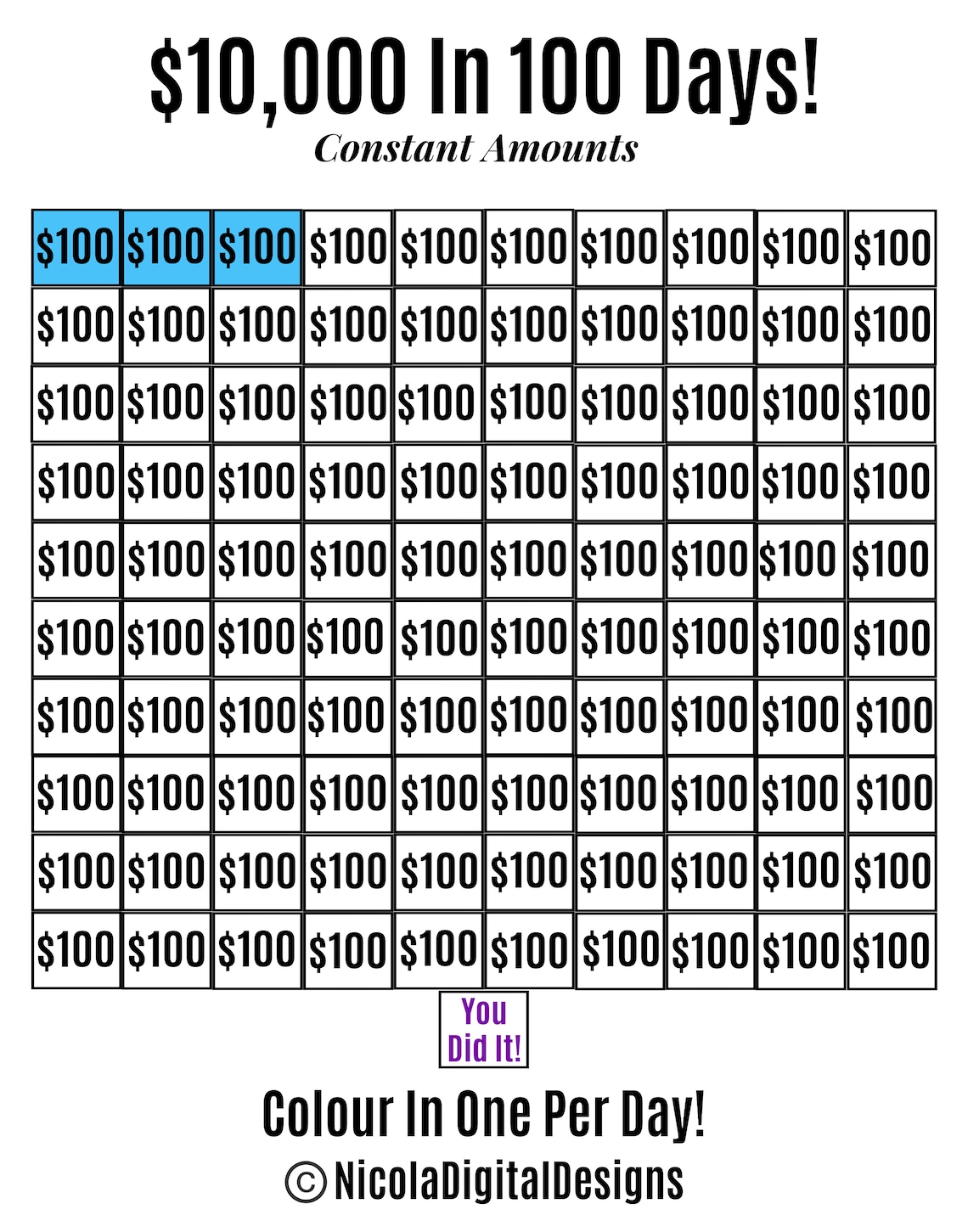 10,000 Money Saving Challenge Printable / 10,000 Saving Challenge 2 ...