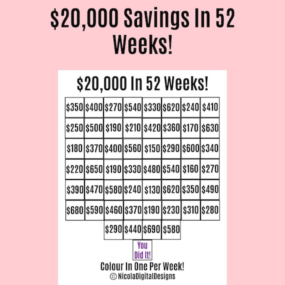 52 Week Money Challenge Calendar