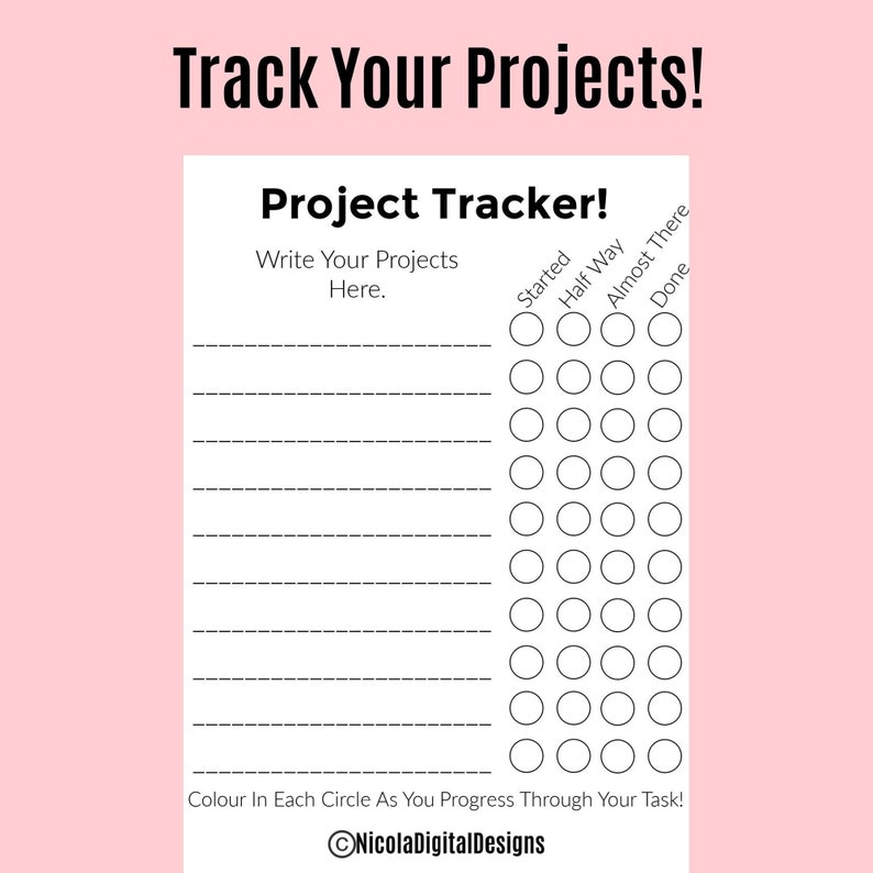 Printable Project and Task Tracker / Project Planner Printable ...