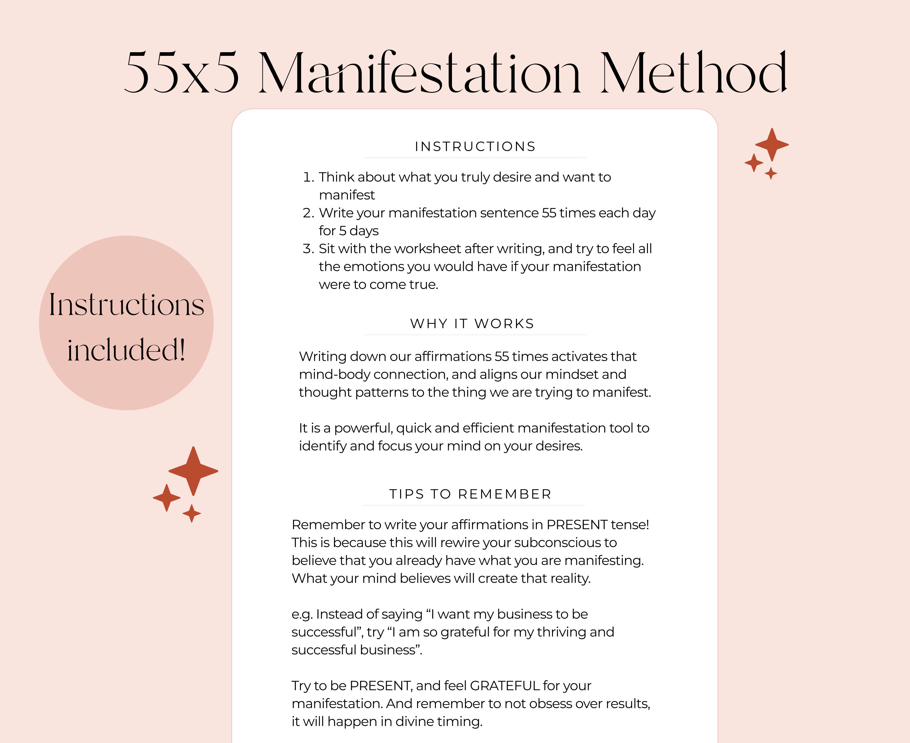 55x5 Method for Manifesting, 55x5 Manifestation Planner, Law of ...
