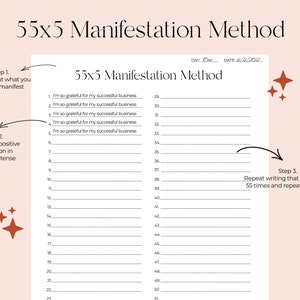 55x5 Method for Manifesting, 55x5 Manifestation Planner, Law of ...