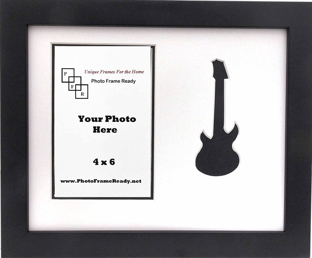 Wall Mount Guitar Photo Frame With White Mat - Holds 4x6 Photo - Etsy