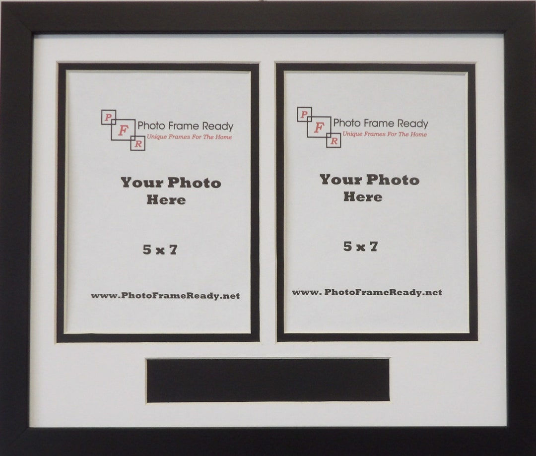 Double 5x7 or 8x10 Black and White Photo Frame With Plaque Opening - Etsy