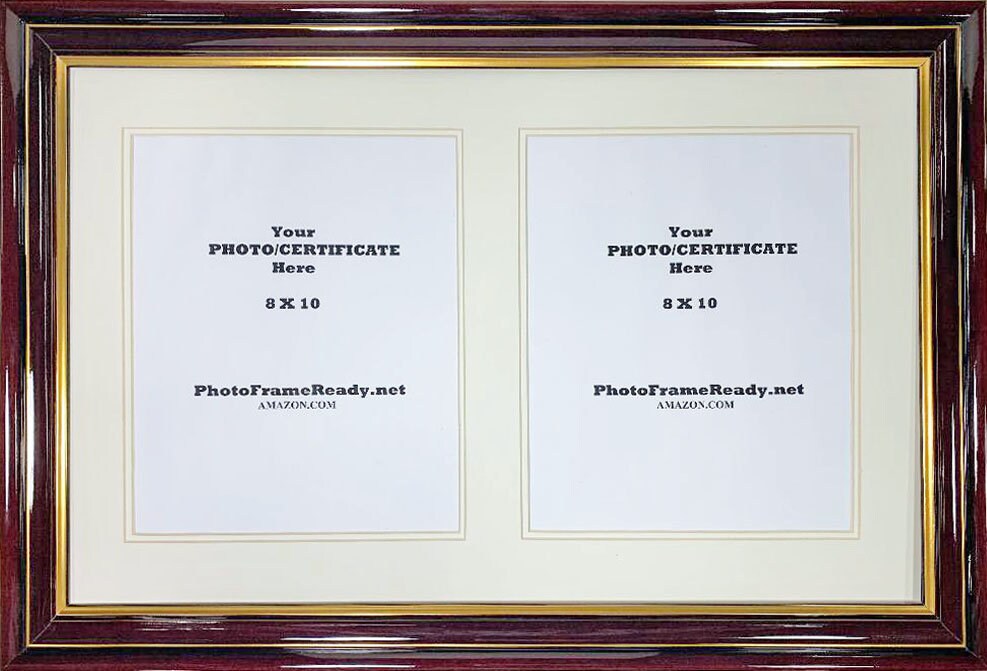 Double 8x10 Diploma Frame: Mahogany & Gold With Crème Mats - Etsy