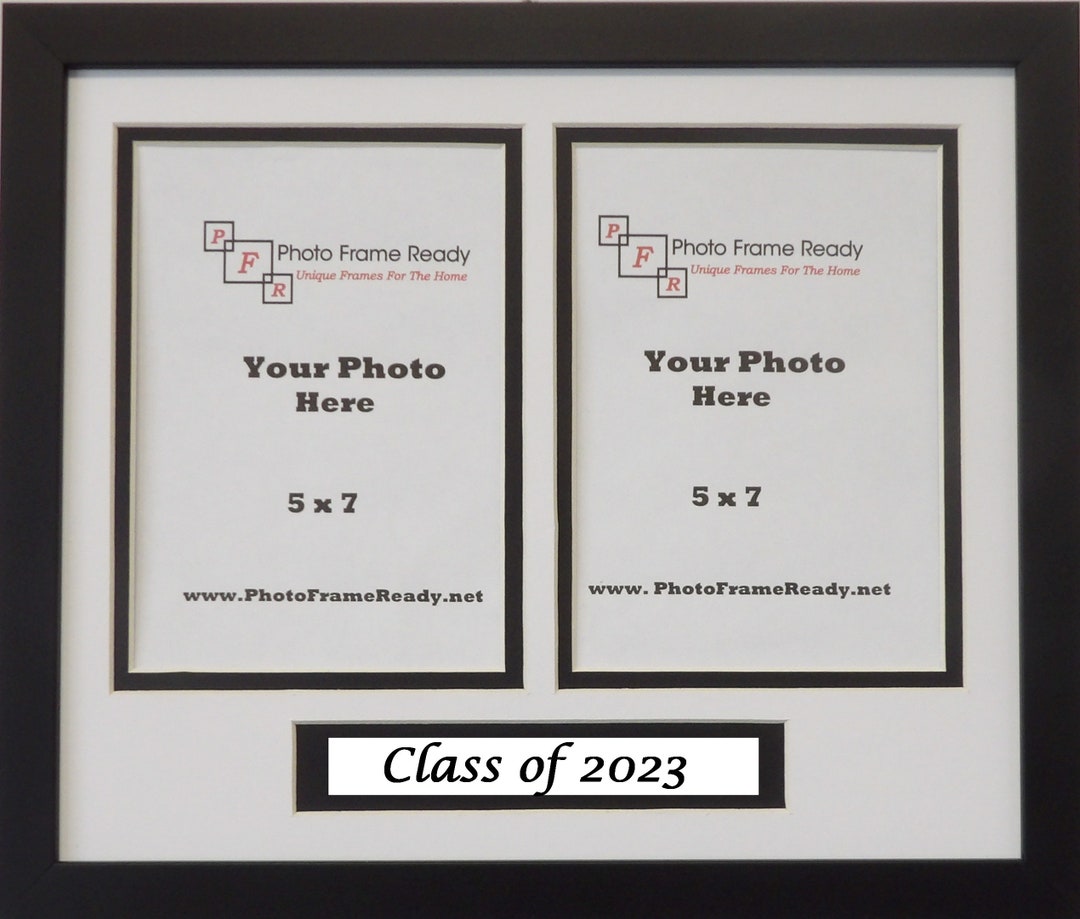 Double 5x7 or 8x10 Black and White Photo Frame With Plaque Opening - Etsy