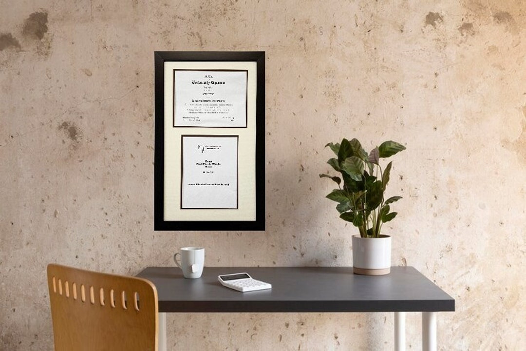 Double Diploma Document Certificate Openings Wood Picture Frame for Two ...