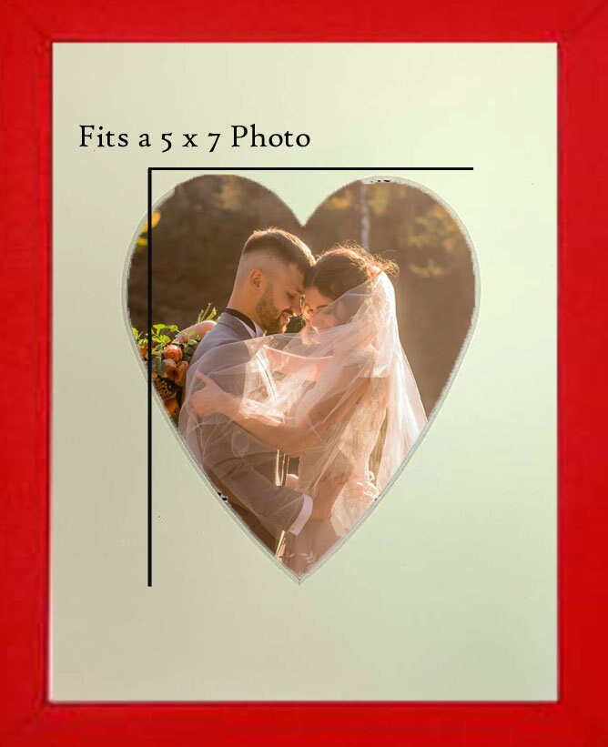 Anniversary 5x7 Heart Shaped Picture Opening, Red Wooden 8x10 Frame - Etsy