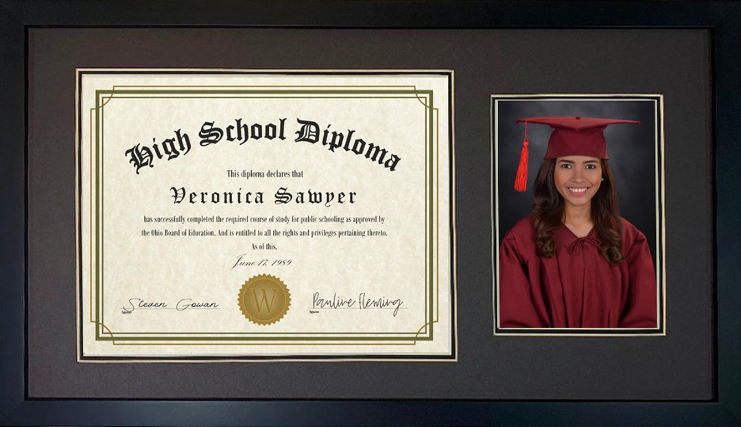 Graduation Document 8.5x11 Diploma and 5x7 Photo Opening Black Wood ...