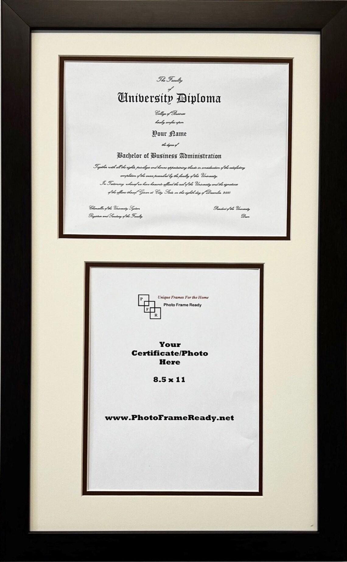 Double Diploma Document Certificate Openings Wood Picture Frame for Two ...