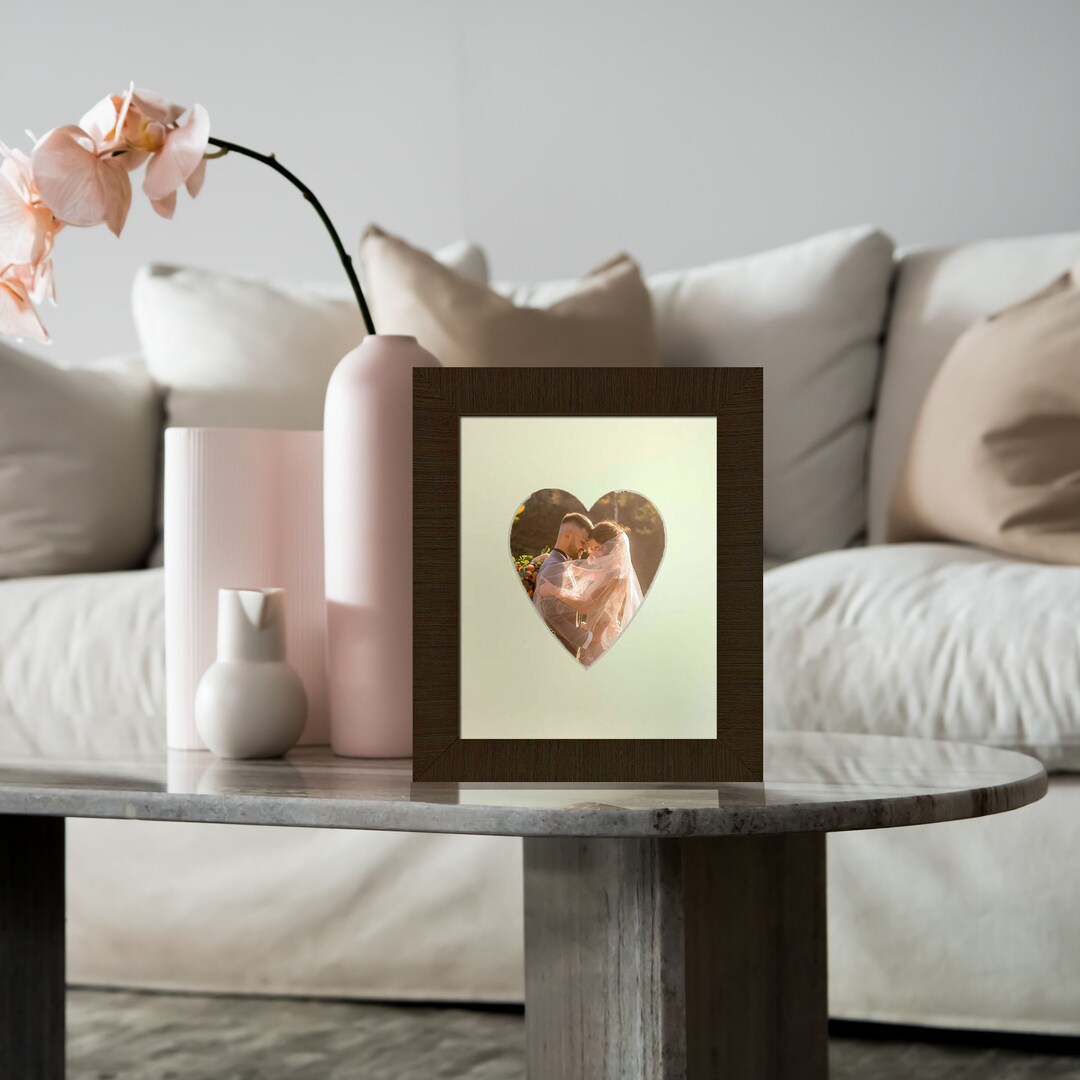 Natural Wood 8x10 Frame, Heart Shaped 5x7 Photo Opening - Etsy