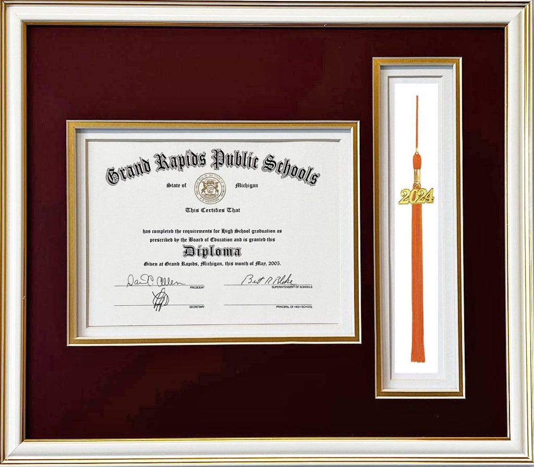 Graduation Certificate Document 6x8 With Tassel Opening Triple Mat ...