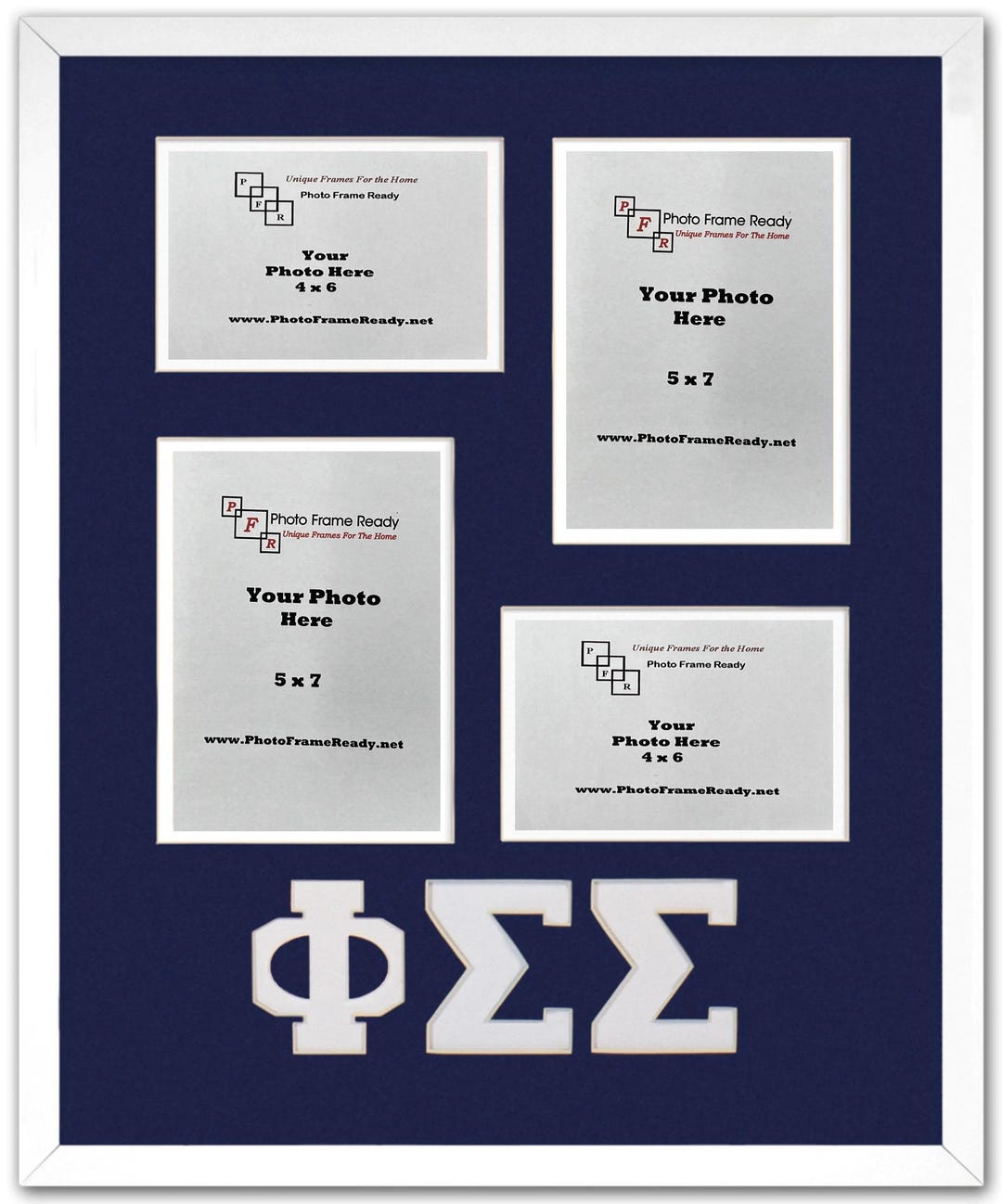 Phi Sigma Sigma Sorority Photo Collage Frame: Hold 5x7/4x6 Photos White ...